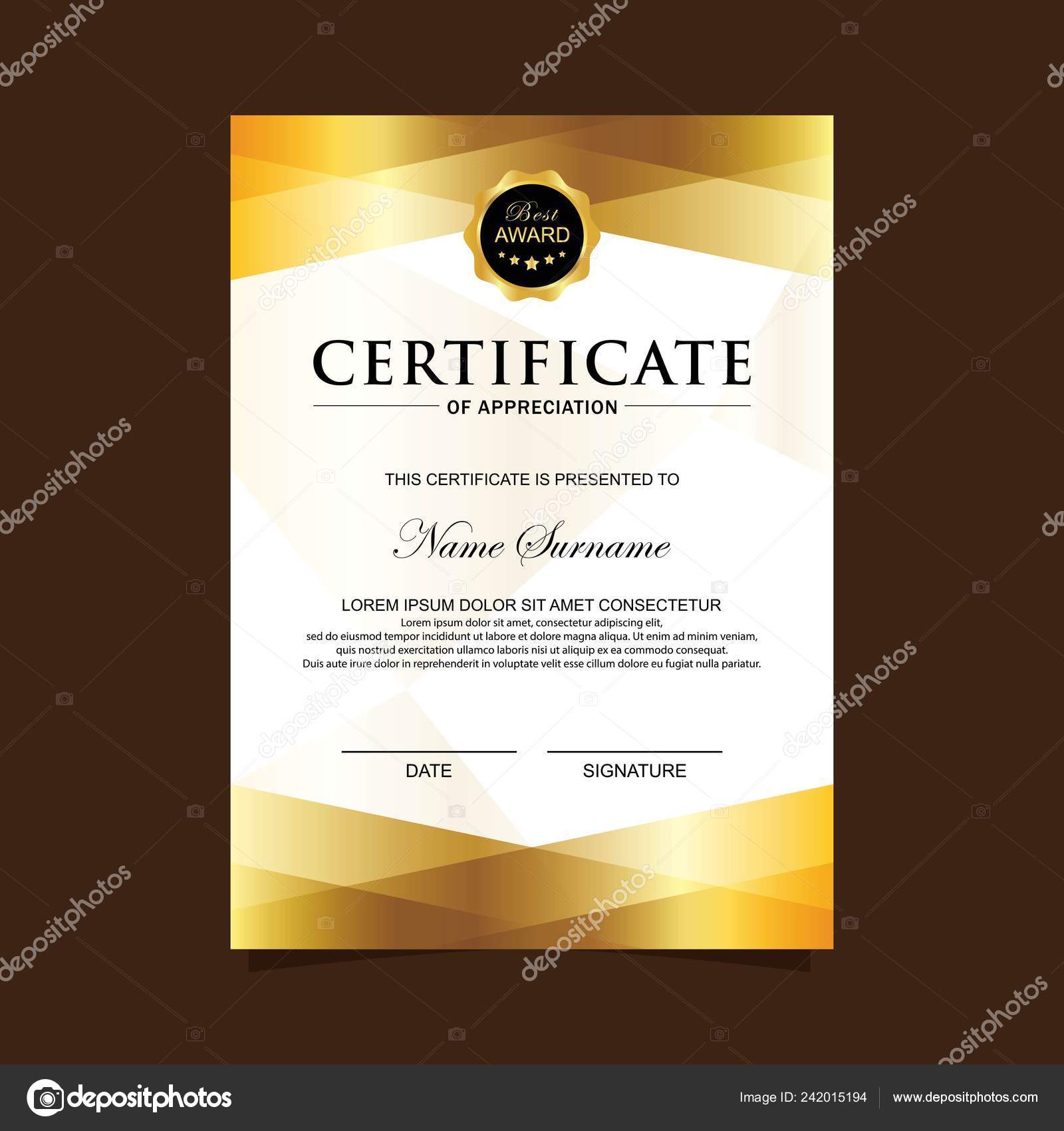 Vertical Modern Certificate Template Stock Vector Image by ©ponizeothox #242015194