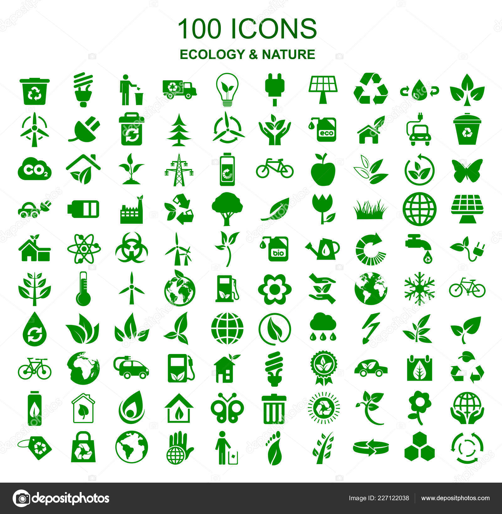 Set 100 Ecology Icons Stock Vector Stock Vector Image By ©dlyastokiv