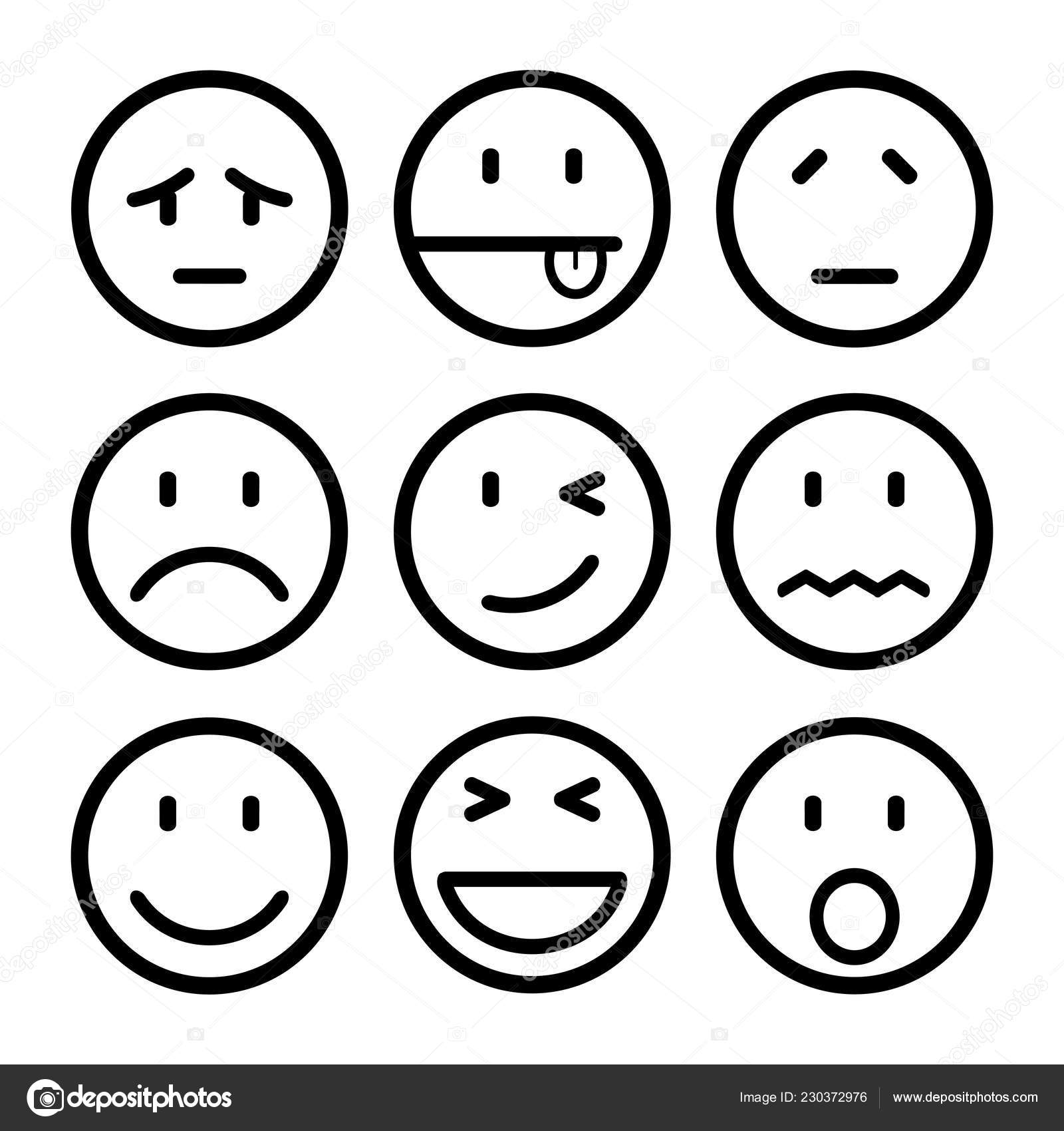Nine Smilies Set Smiley Emotion Smilies Cartoon Emoticons Stock Vector ...