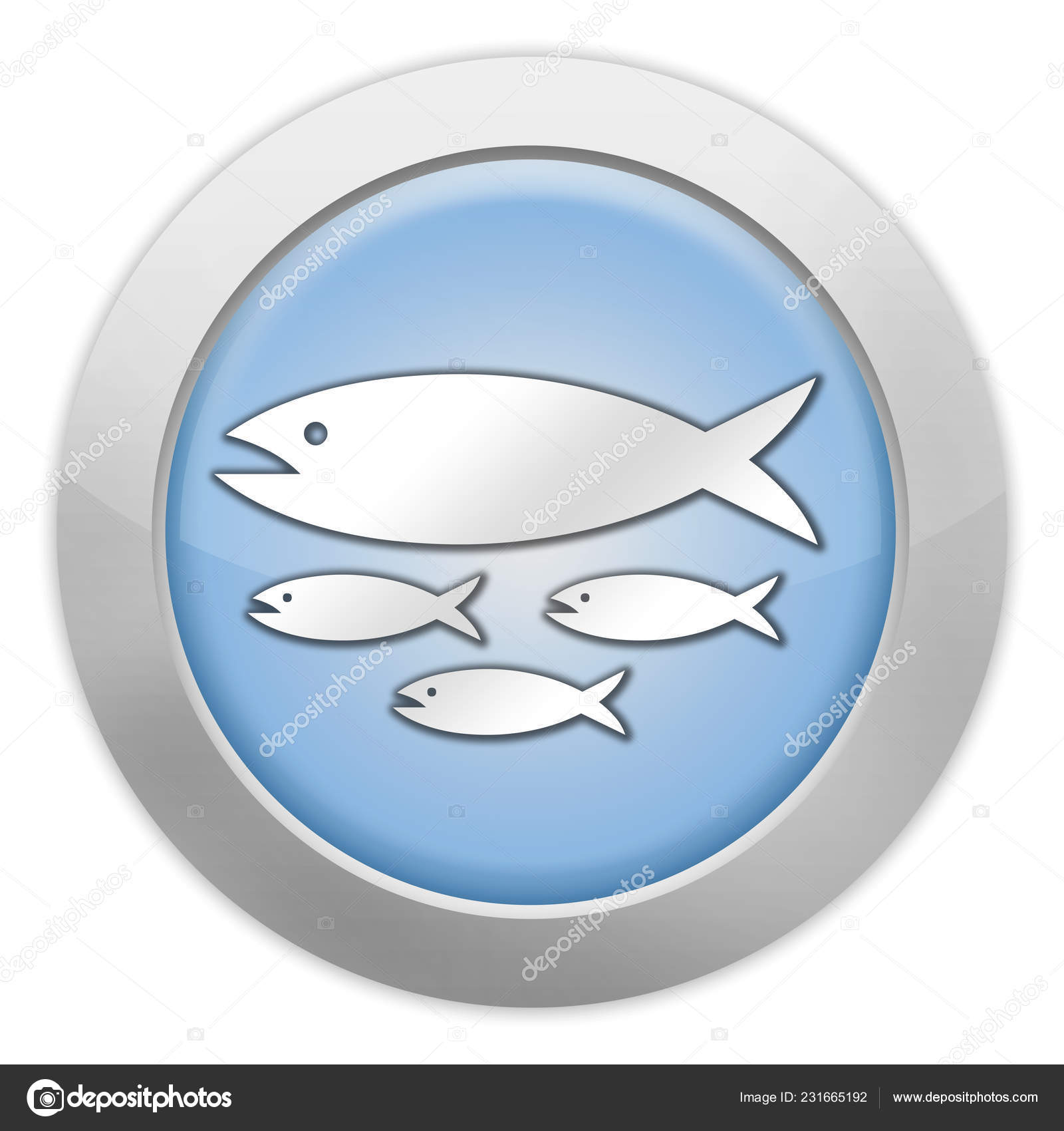 Ikon Tombol Pictogram Dengan Simbol Ikan Penetasan — Foto Stok ...