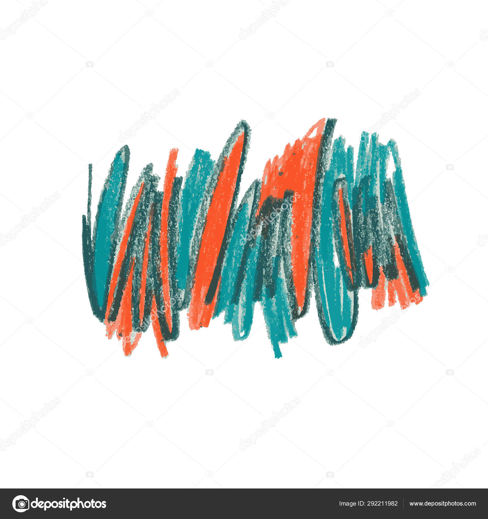 Crayon scribble hand drawn vector illustration. Colorful wavy wax ...
