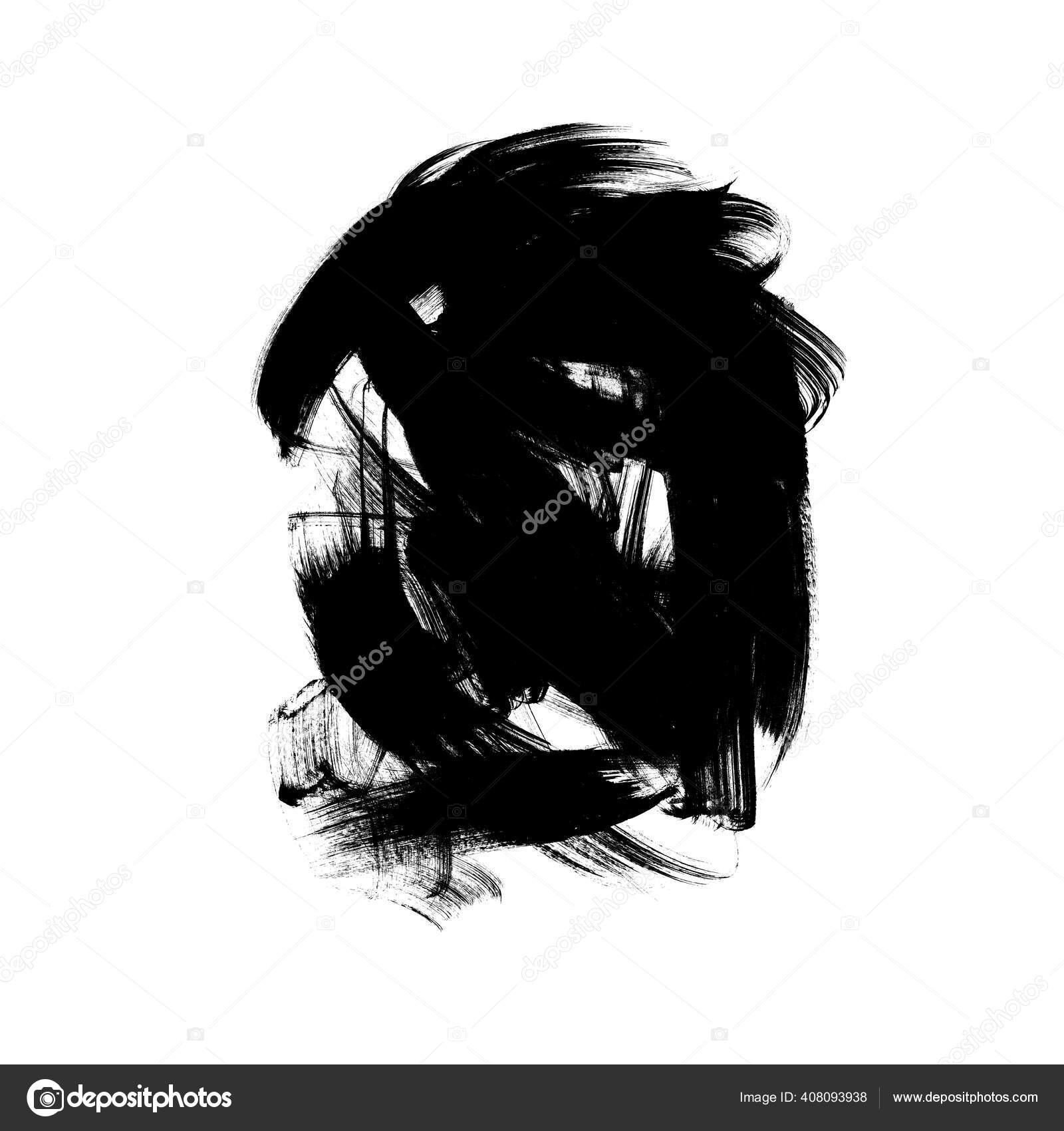 Pintura negra vectorial, pincelada de tinta o forma. Vector de stock ...