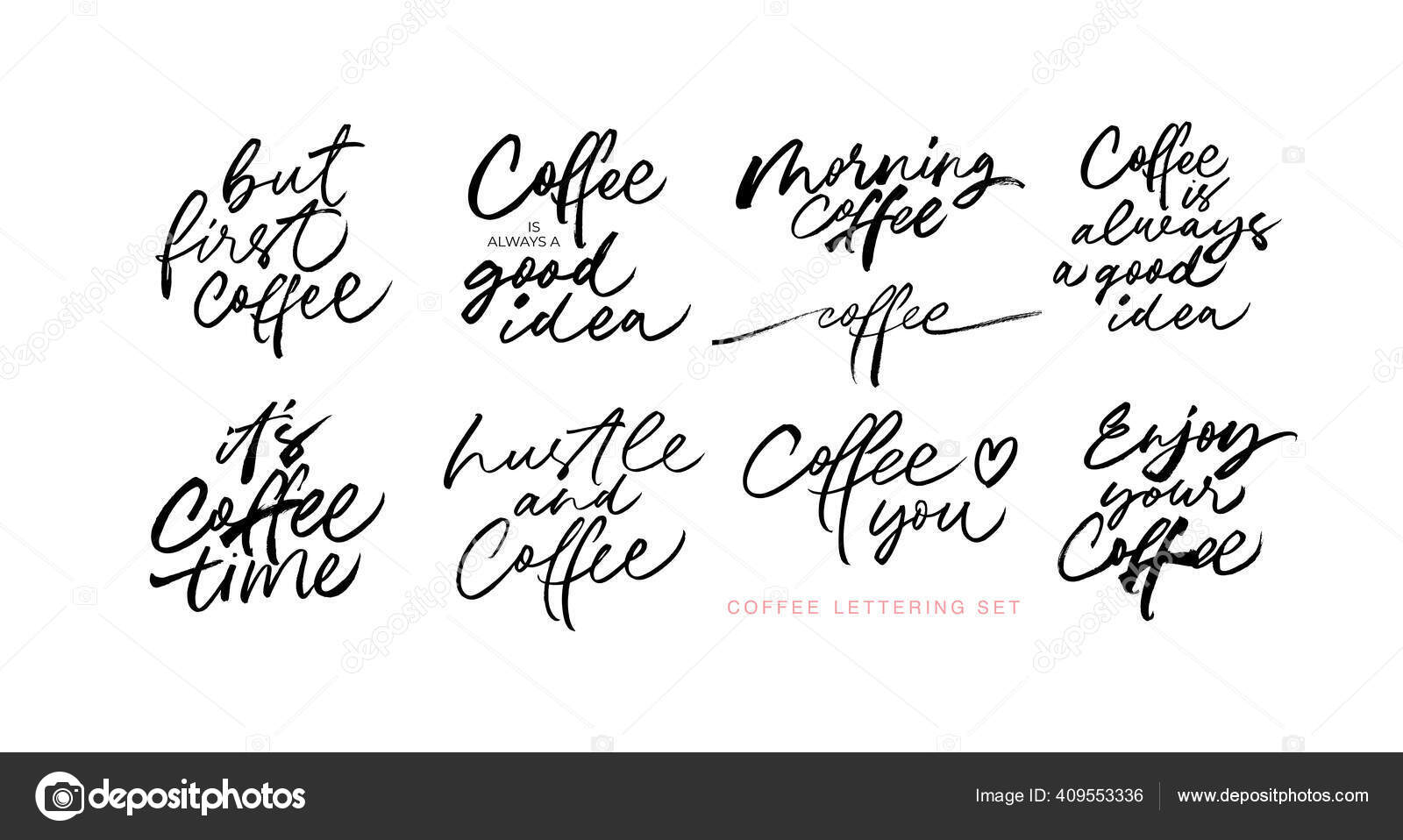 Coffee lettering collection. Brush calligraphy Stock Vector Image by ...