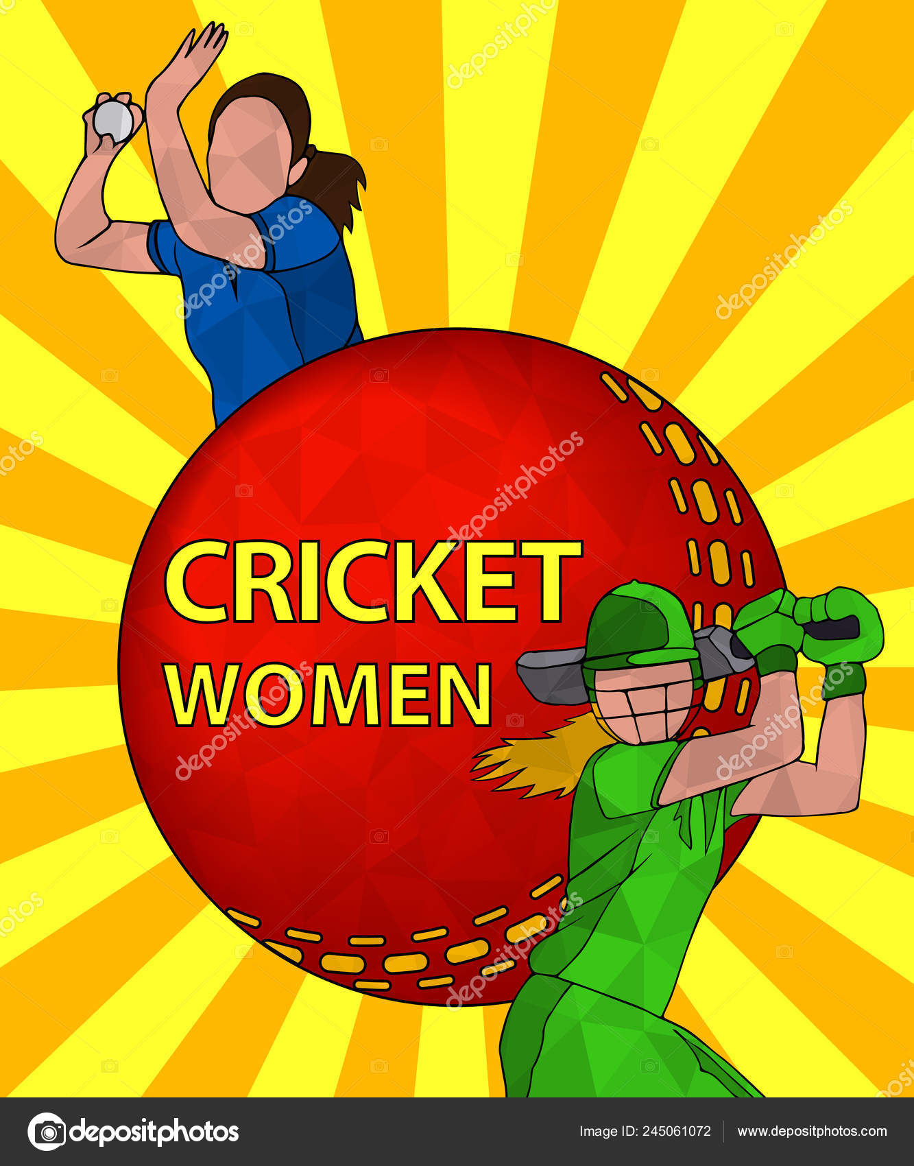 Cricket women poster 6 Stock Illustration by ©MonicaSmile #245061072