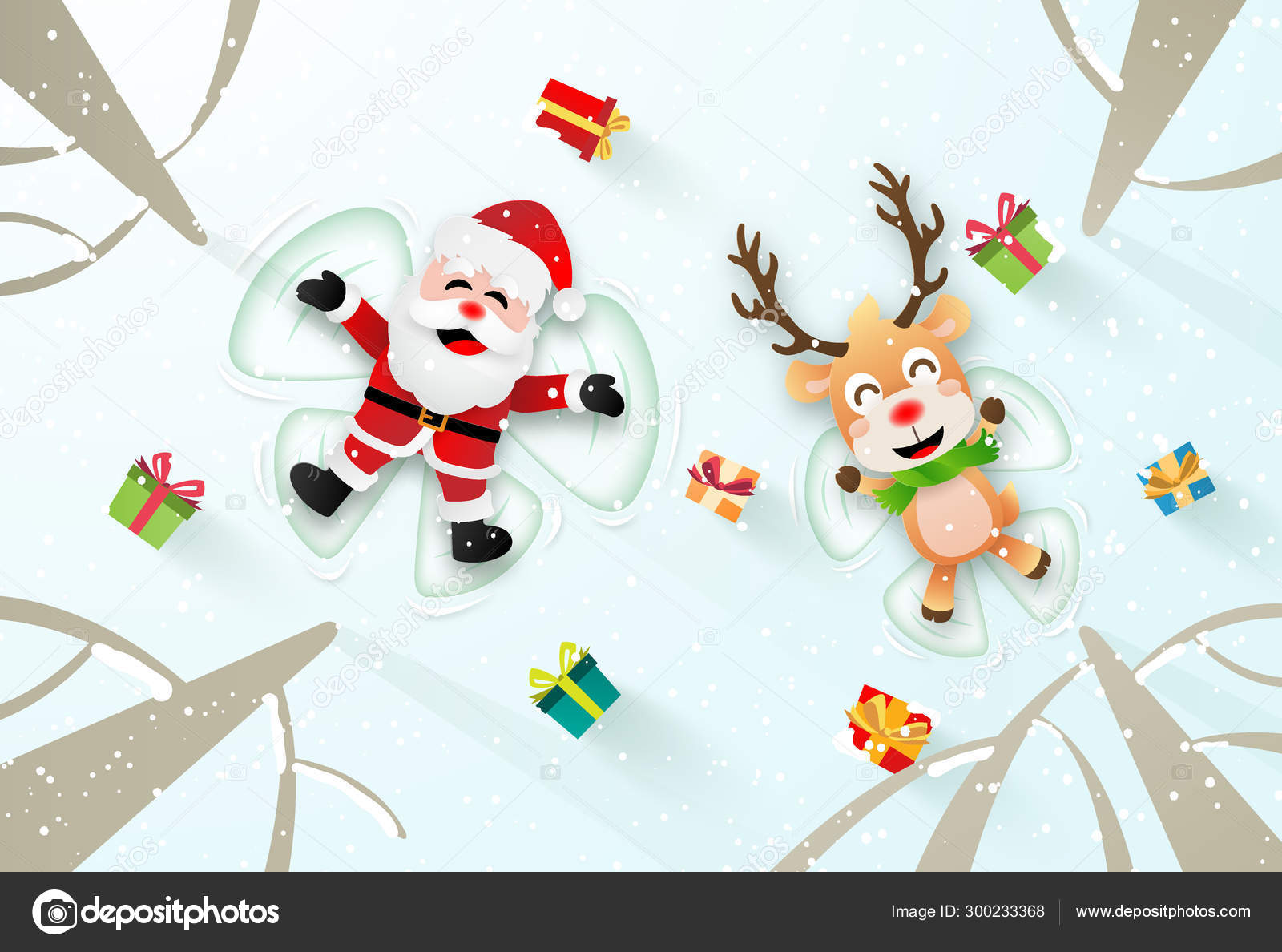 Origami Paper Art Santa Claus Reindeer Make Snow Angel Merry Stock ...