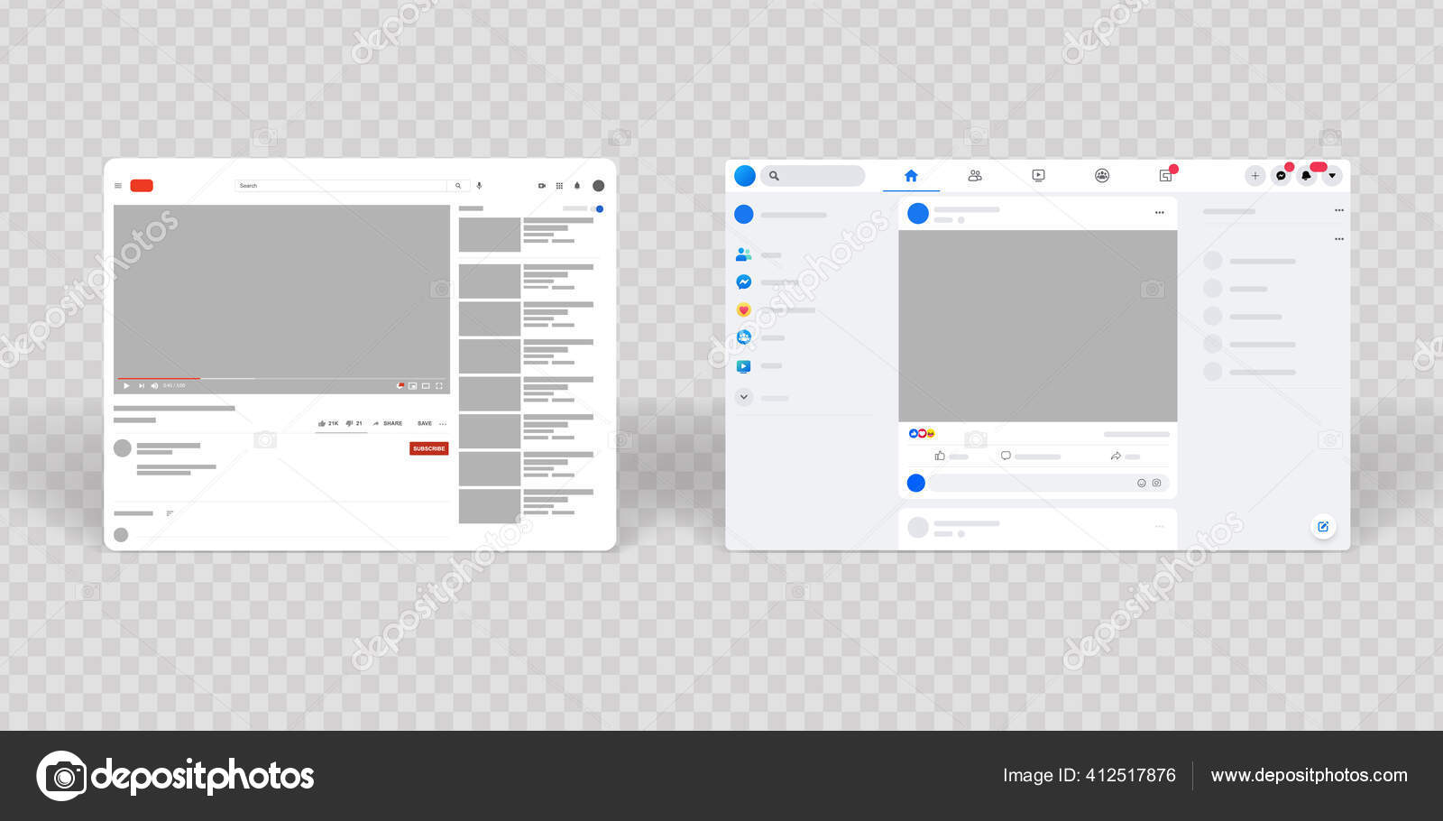 Social Media Webpage Photos Frame White Background Vector Illustration ...