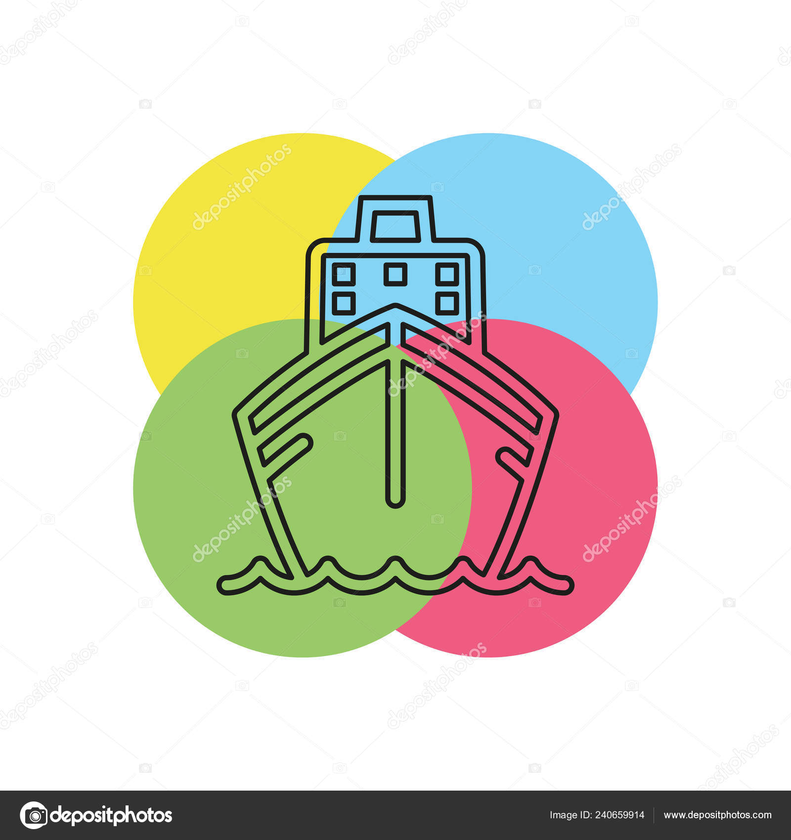 Ship Icon Cruise Tour Delivery Concept Marine Boat Transportation Sign ...