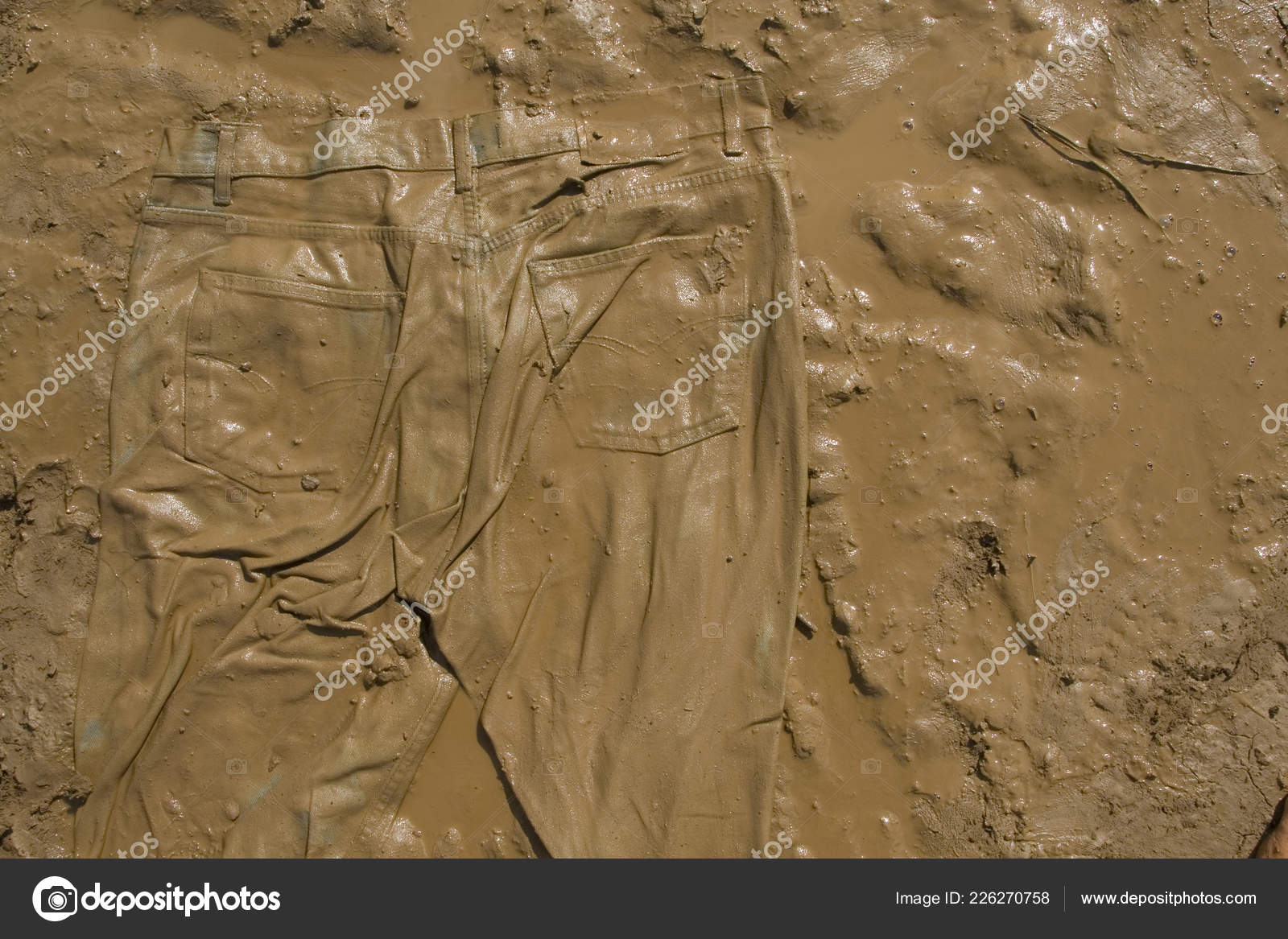 Top View Jeans Ground Covered Dirt — Stock Photo © hjl #226270758