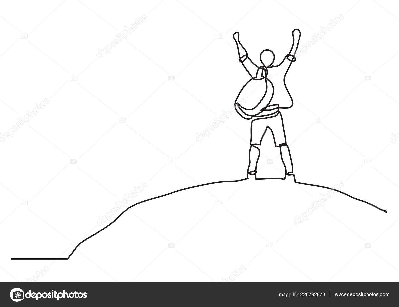Man On Top Of A Mountain Drawing