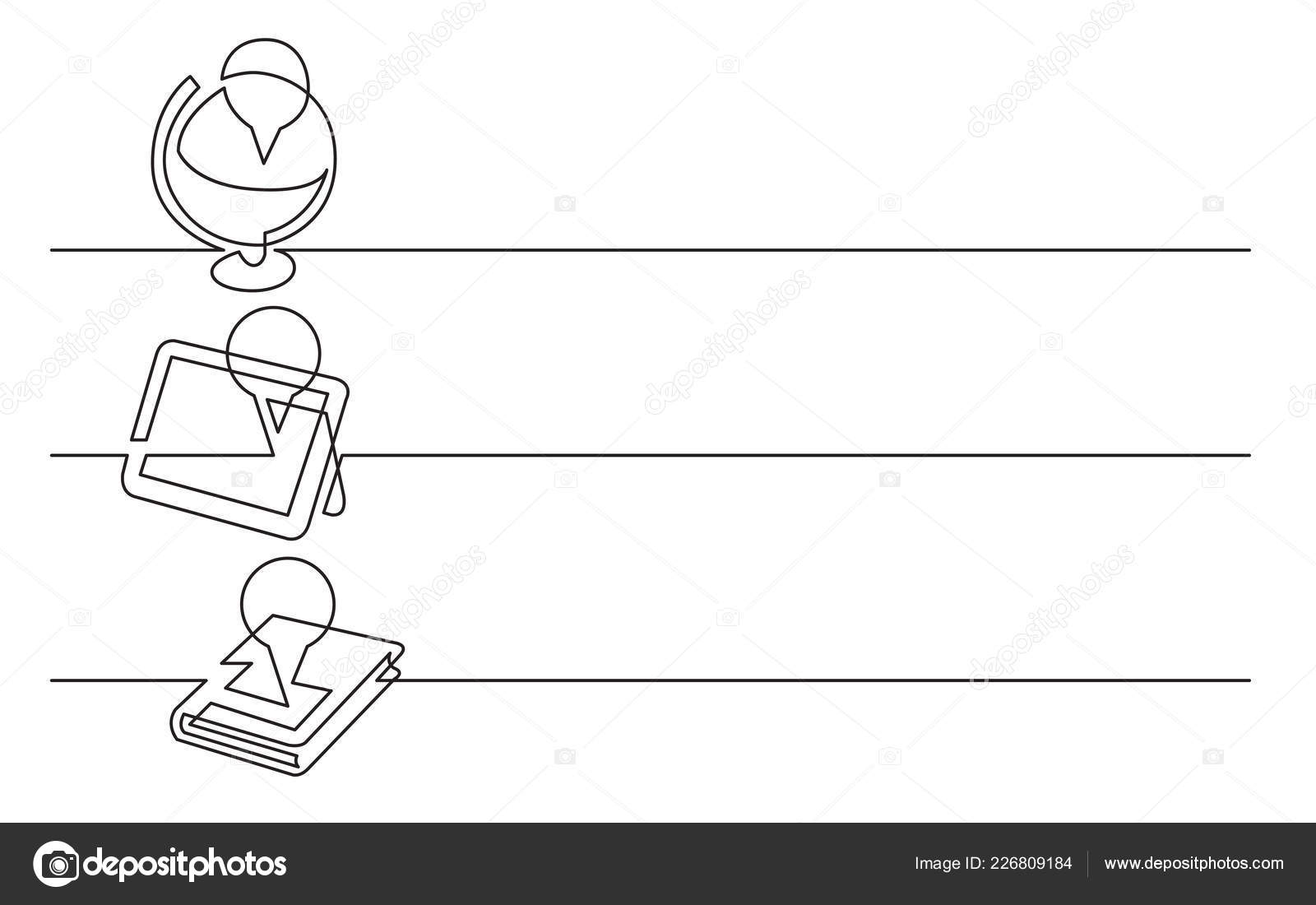 Banner Design Continuous Line Drawing Business Icons Location Globe ...