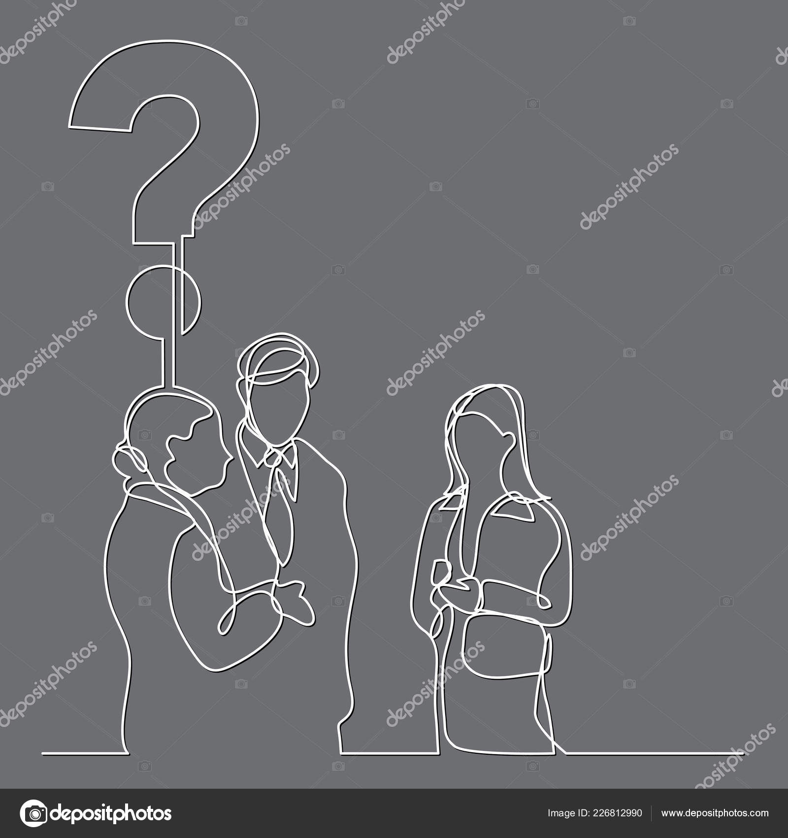 Continuous Line Drawing Business People Talking Question Stock Vector ...