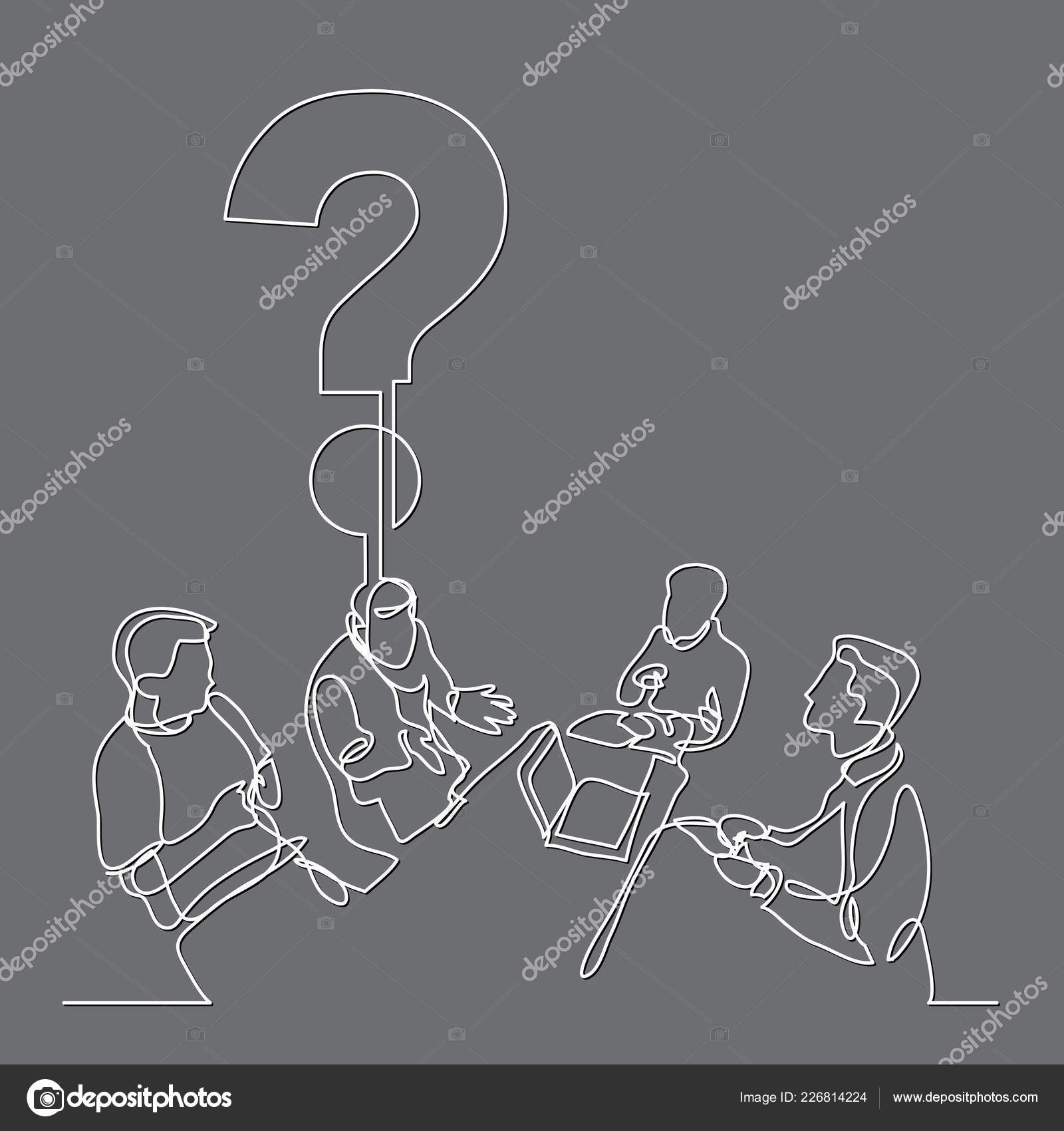 Continuous Line Drawing Team Discussion New Question Stock Vector Image ...