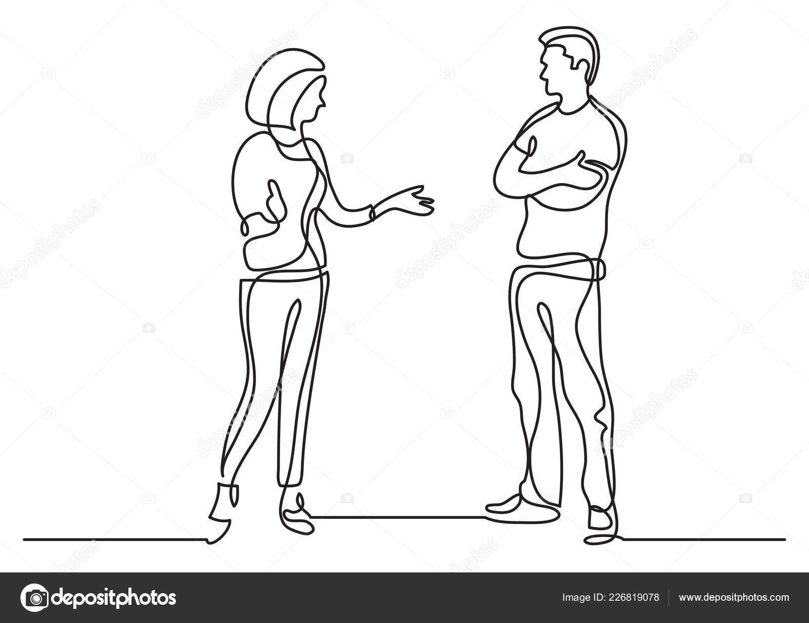 Two People Standing And Talking
