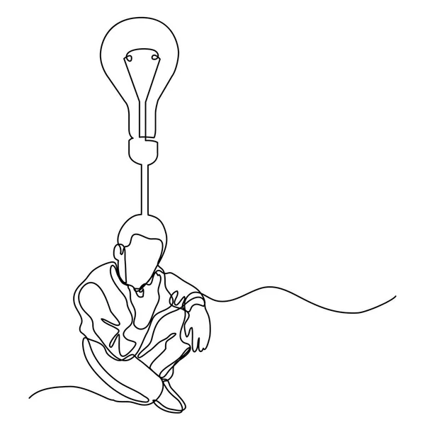 Continuous Line Drawing Man Talking Cell Phone Thinking New Idea Stock