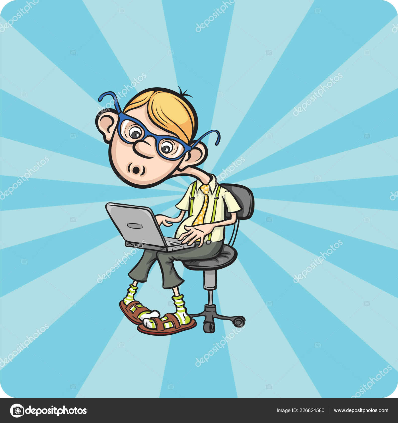 Caricatura De Friki De La Computadora