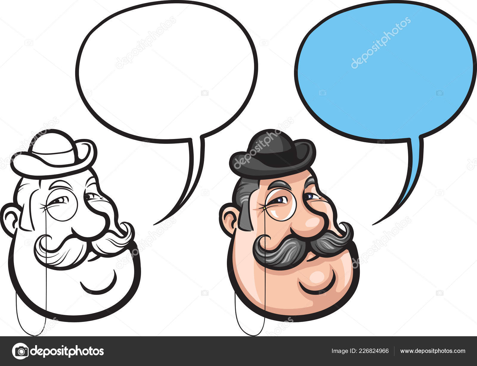 Ilustración Vectorial Cara Hombre Rico Retro Dibujos Animados Fácil ...