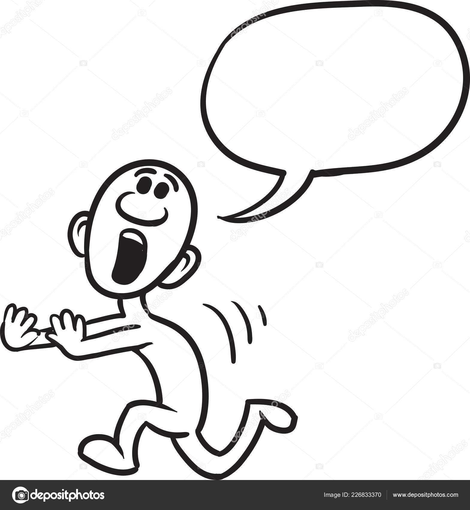 Vector Illustration Cartoon Doodle Small Person Running Scared Easy ...