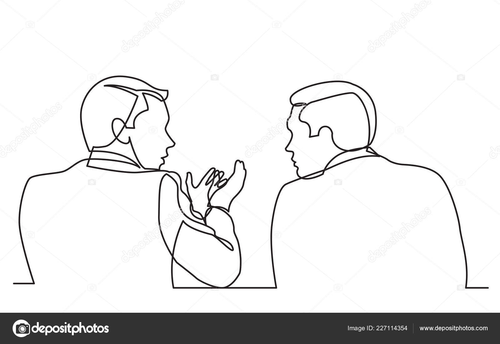 Continuous Line Drawing Two Men Talking Stock Vector by ©OneLineStock ... Continuous Line Drawing Two Men Talking Stock Vector by ©OneLineStock ...