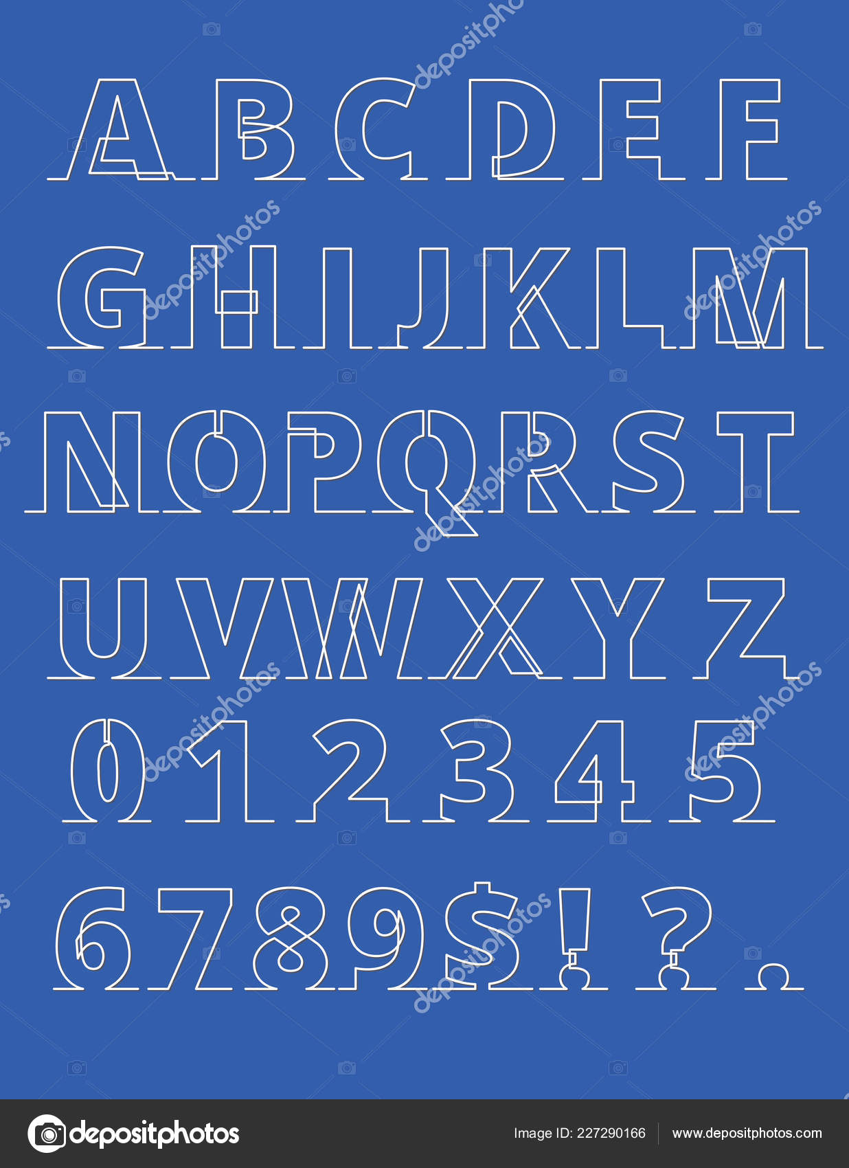 Continuous Line Font Letters Numbers Thin Line Stock Vector Image by ...