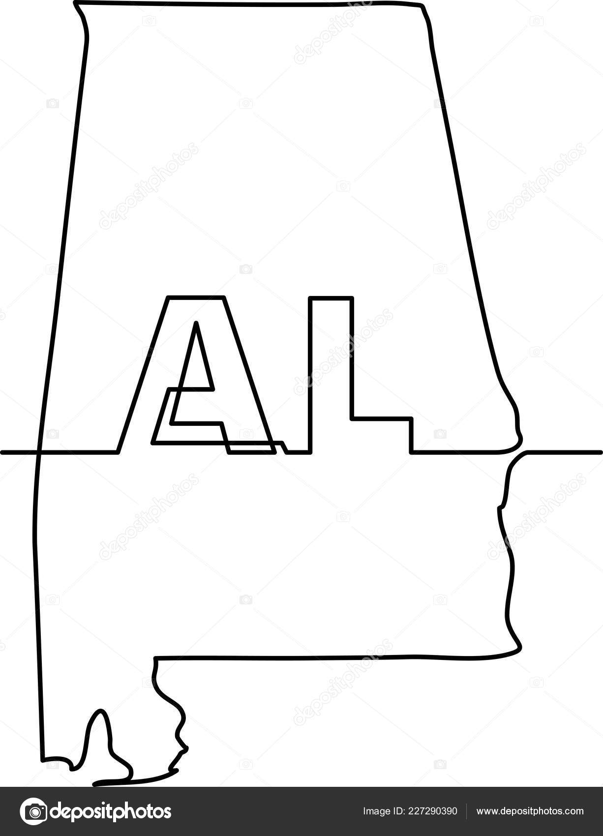 Continuous Line Drawing Alabama State Stock Vector by ©OneLineStock ...