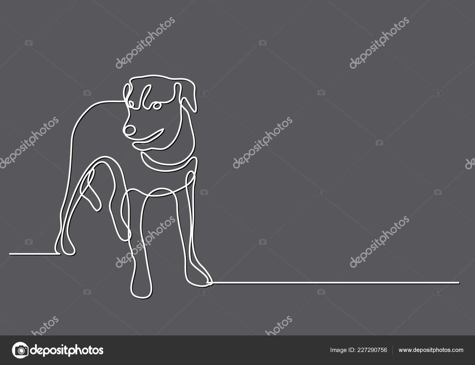 Continuous Line Drawing Aggressive Dog Stock Vector Image by ...