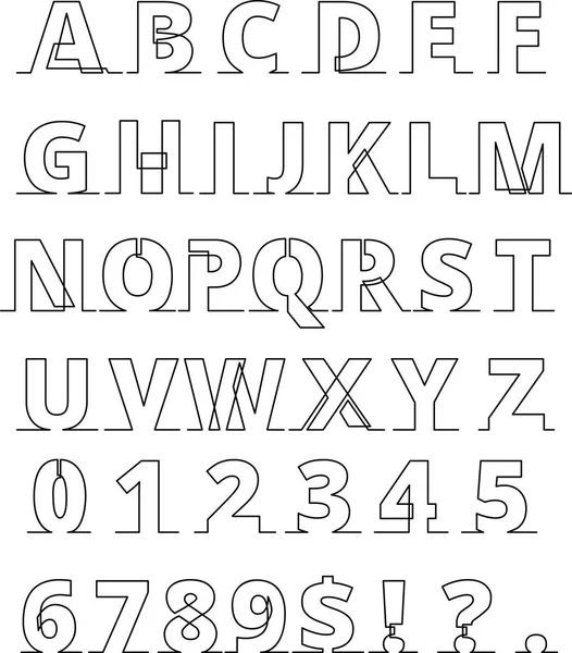 Continuous Line Font Letters Numbers Thin Line Stock Vector Image by ...