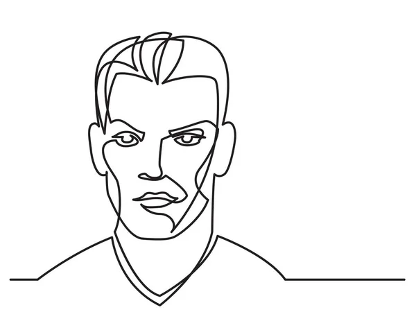 Continuous Line Drawing Young Man Portrait White Background — Stock ...