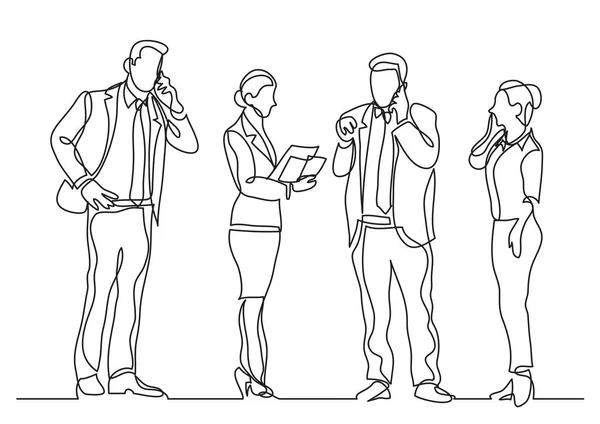 Continuous Line Drawing Standing Business Persons Making Phone Calls ⬇ ...