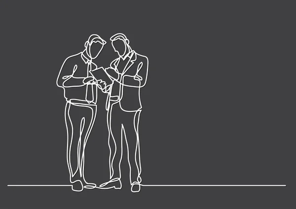 Continuous Line Drawing Two Men Standing Talking Document Stock Vector ...