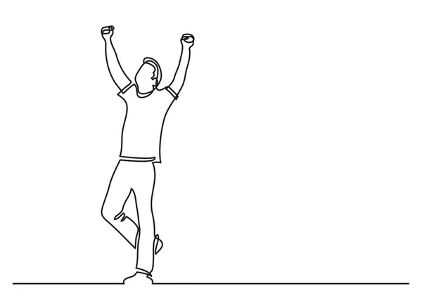 Continuous Line Drawing Standing Man Raising Hands Stock Vector Image