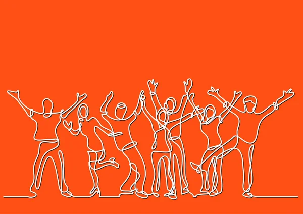 Continuous Line Drawing Happy Cheerful Crowd People Stock Vector Image ...