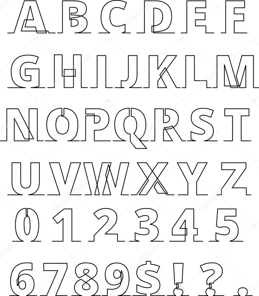 fuente de línea continua - letras y números línea delgada 2023