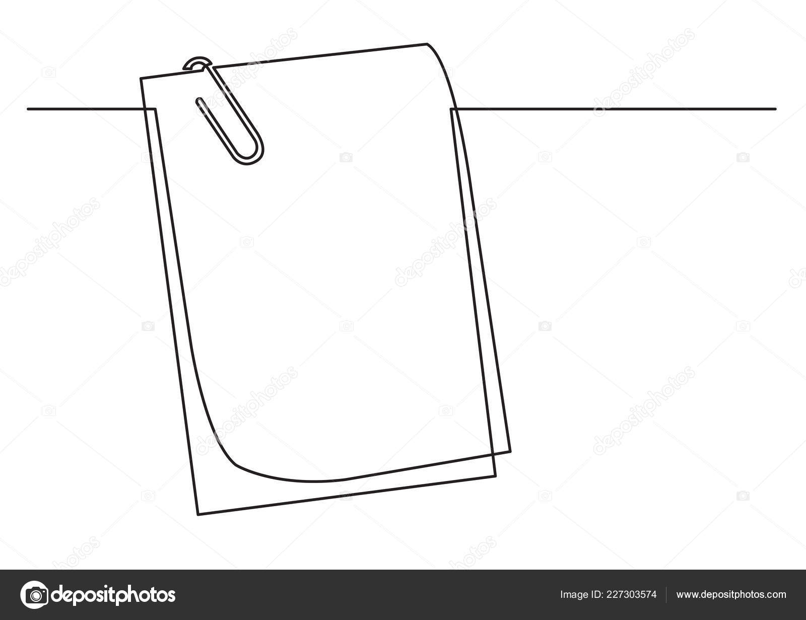 One Line Drawing Isolated Vector Object Papers Paper Clip Stock Vector ...
