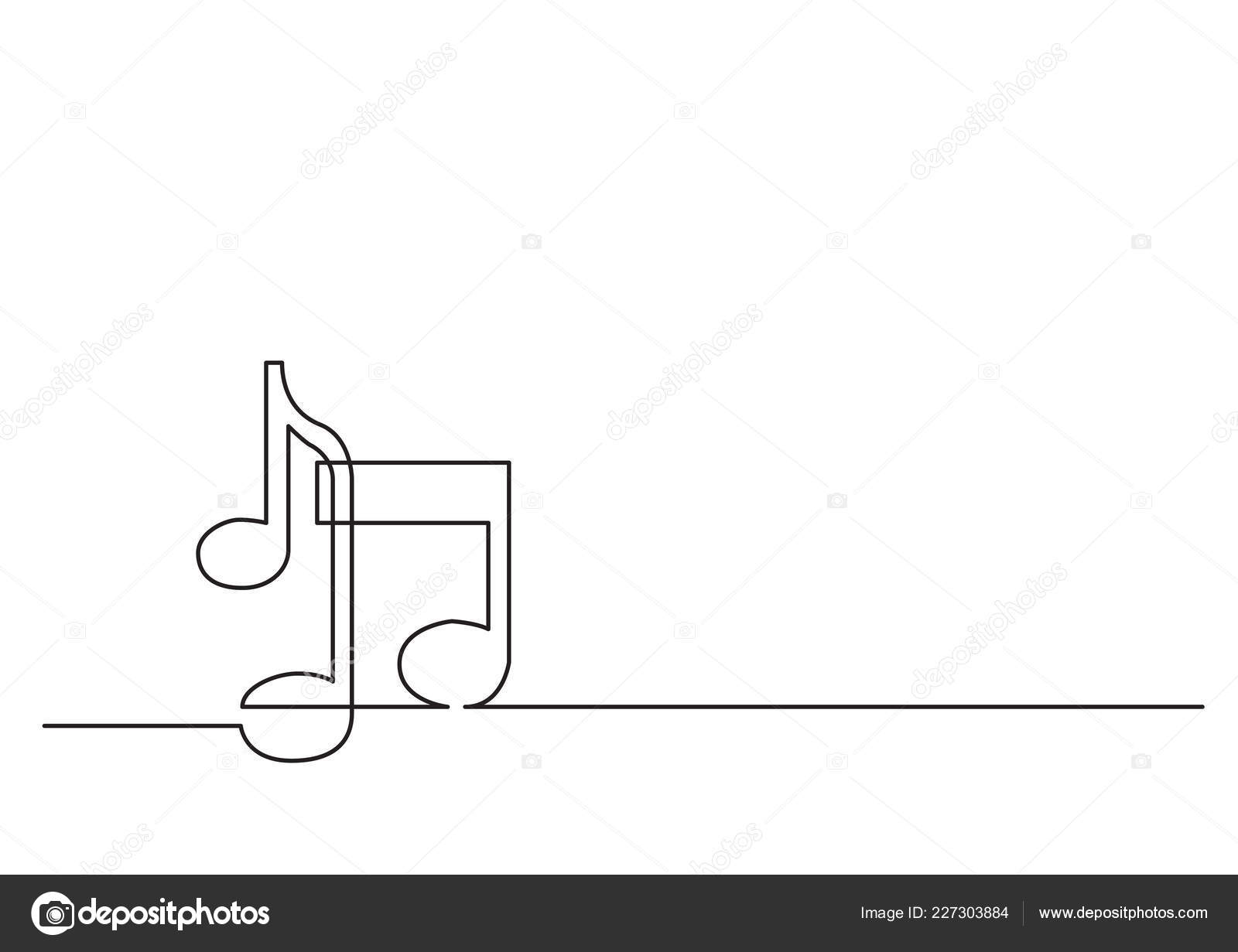 One Line Drawing Isolated Vector Object Music Notes Stock Vector Image ...