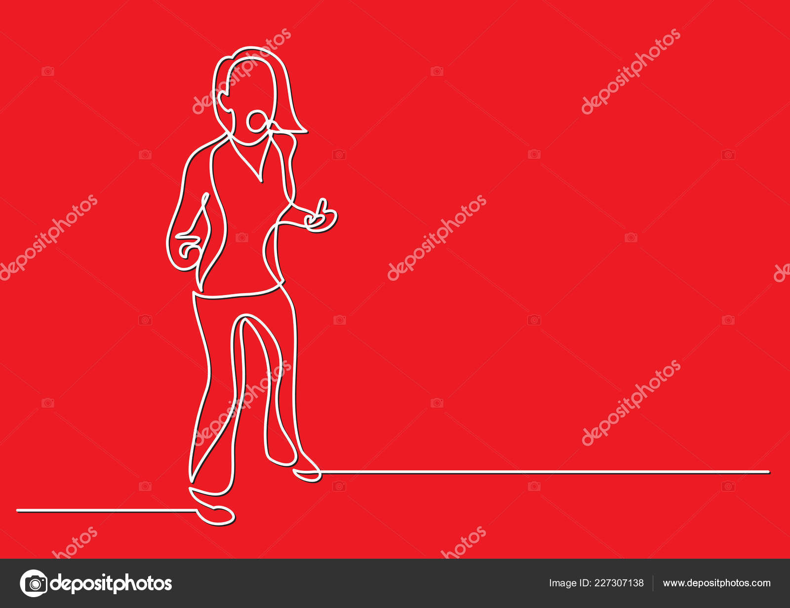 Continuous Line Drawing Standing Woman Screaming Anger Stock Vector by ...