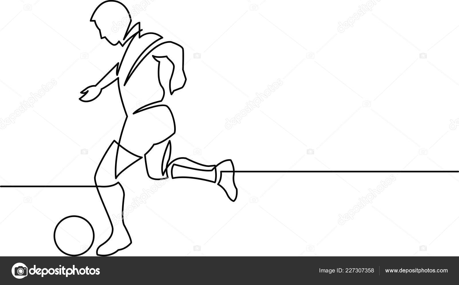 Continuous Line Drawing Soccer Player Running Stock Vector Image by ...