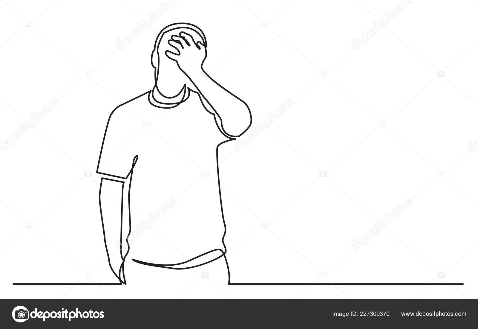 Continuous Line Drawing Standing Upset Man Stock Vector Image by ...