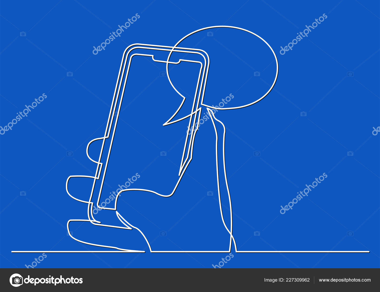 Continuous Line Drawing Hand Using Social Media App Mobile Phone Stock ...