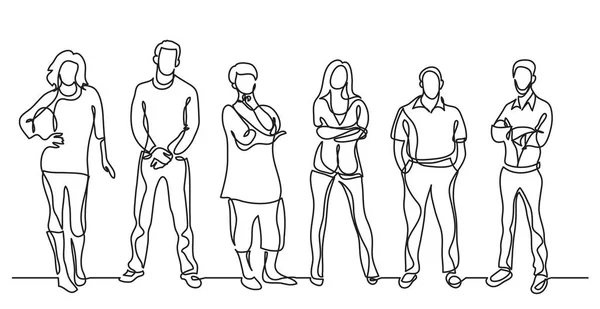 Continuous Line Drawing Diverse Group Standing People Stock Vector by ...