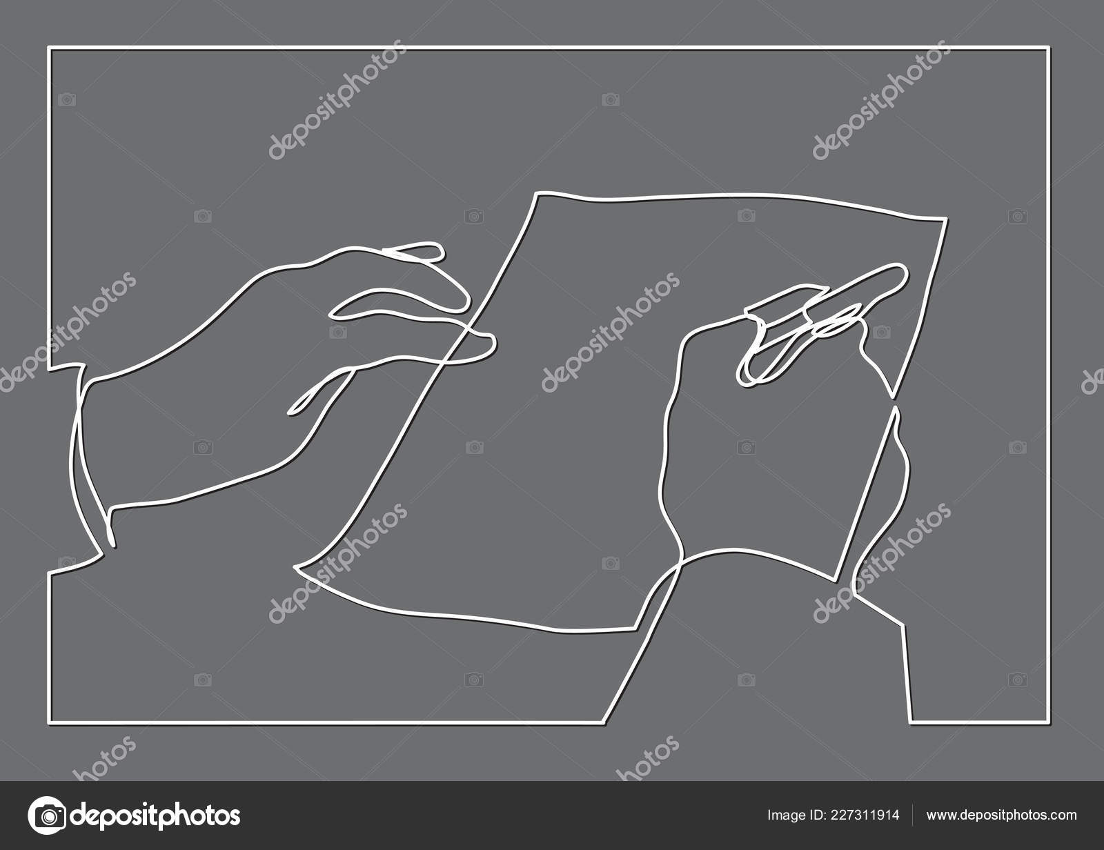 Continuous Line Drawing Hands Writing Stock Vector by ©OneLineStock ...