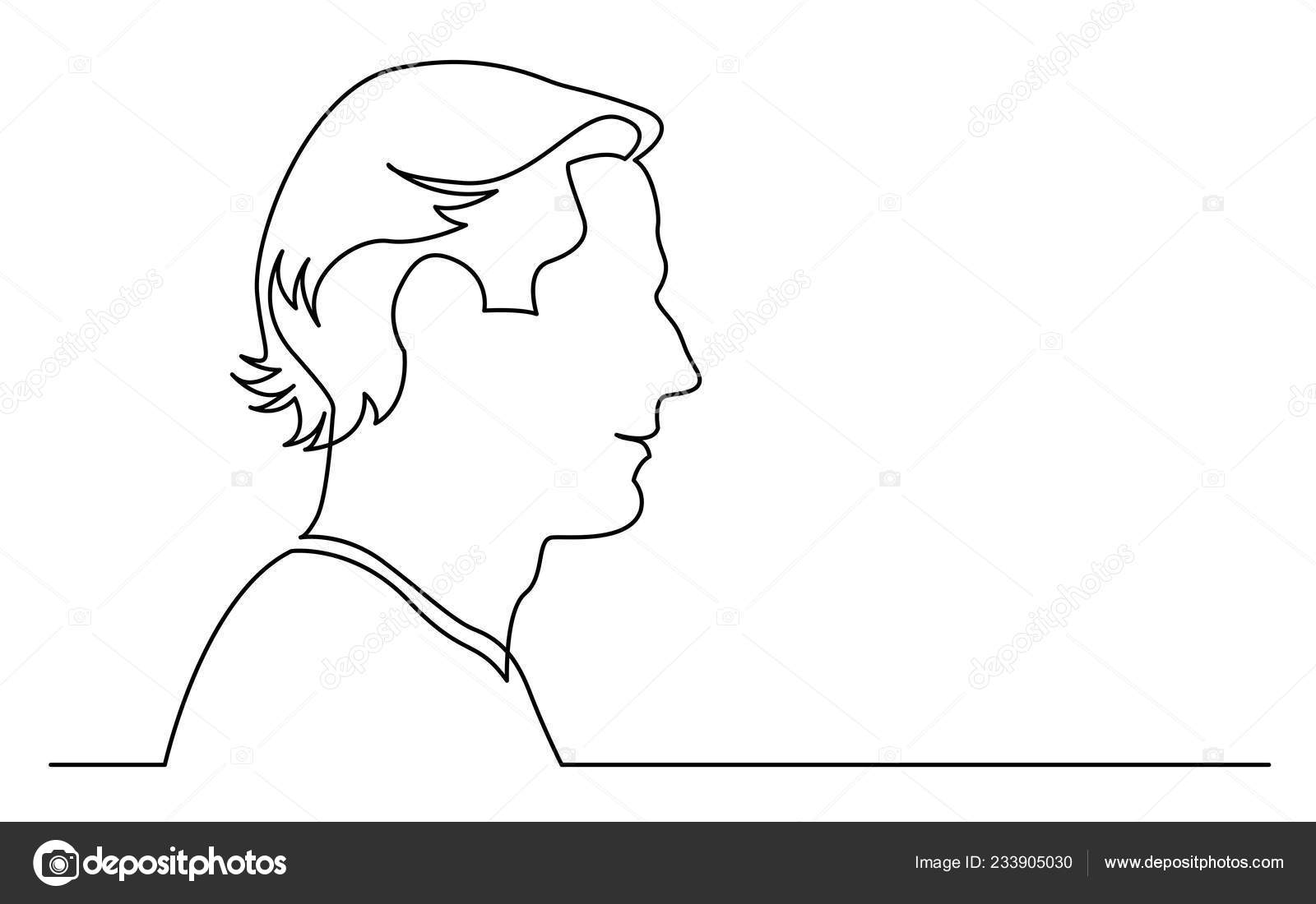 Continuous Line Drawing Isolated White Background Profile Portrait ...