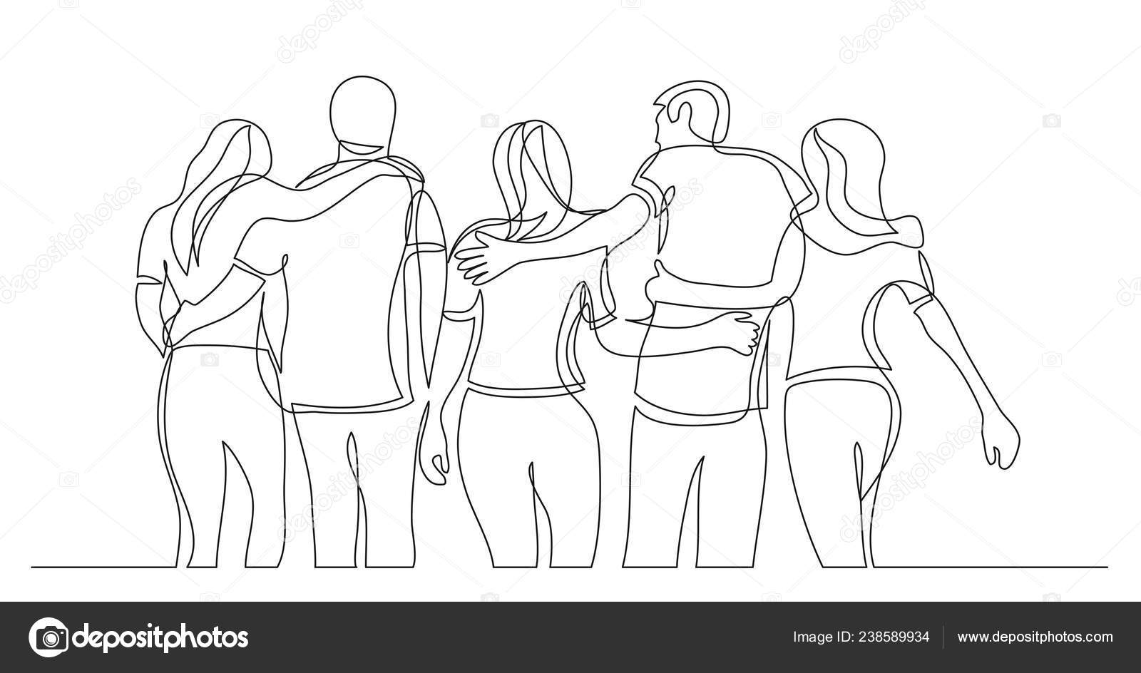 Friends Holding Hands Drawing