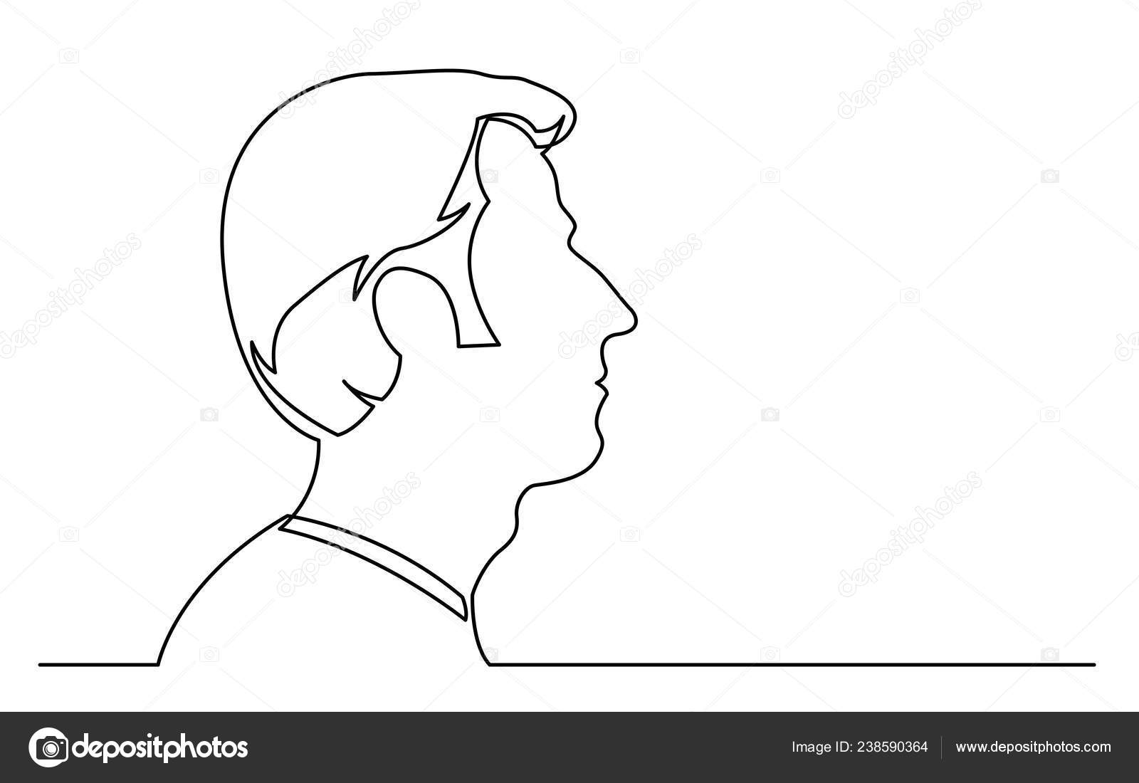 Continuous Line Drawing Isolated White Background Profile Portrait ...