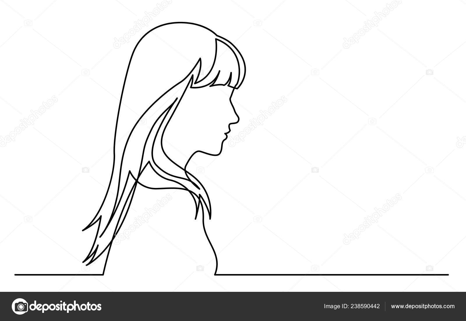 Continuous Line Drawing Isolated White Background Profile Portrait ...