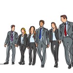 Continuous Line Drawing Business Team Walking Together Discussing Work ...