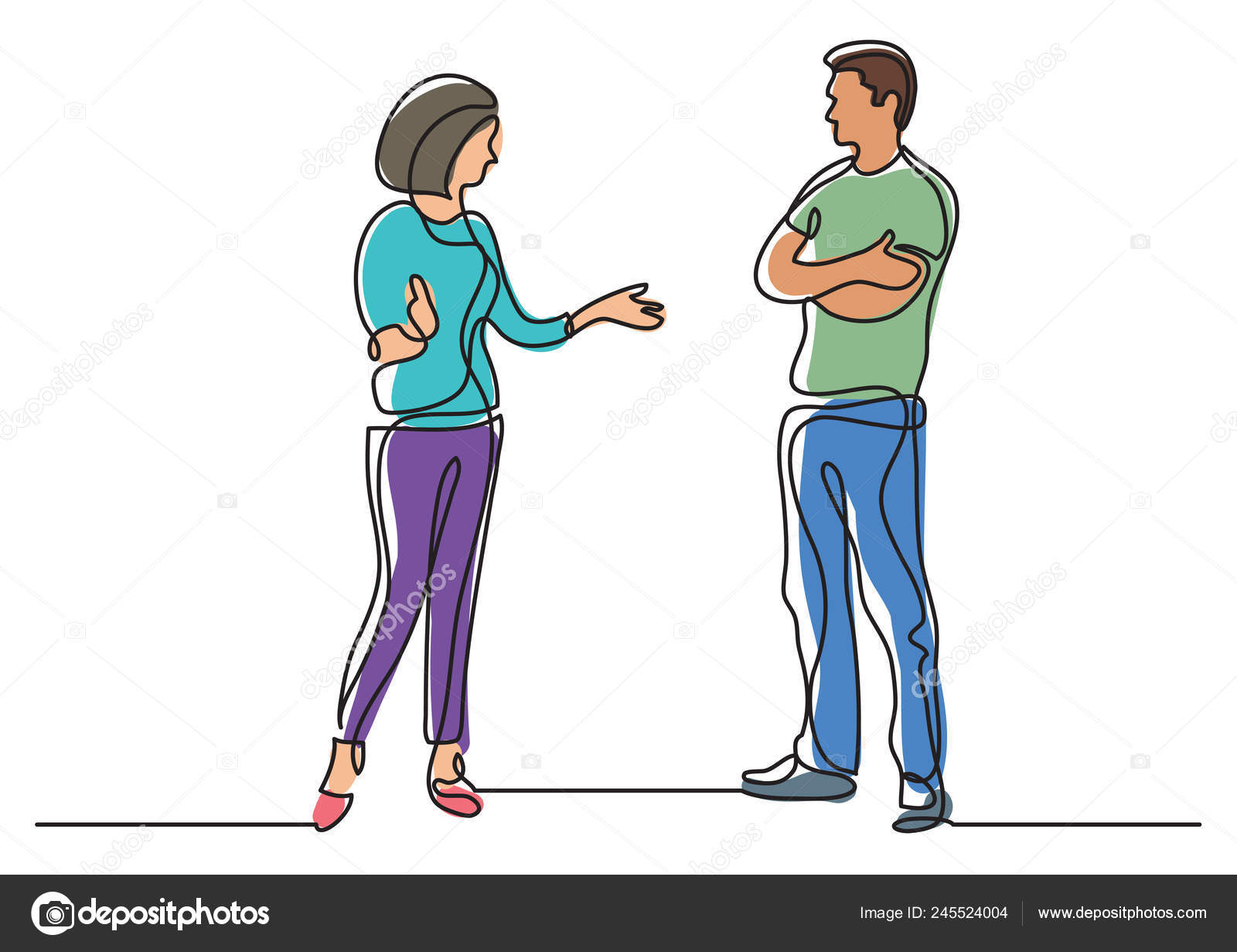 Two People Talking Drawing