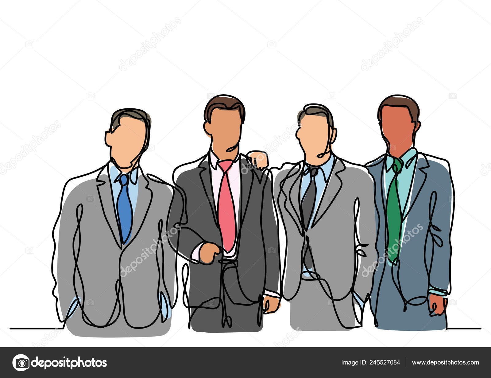 Continuous Line Drawing Business Team Meeting Stock Vector Image by ...