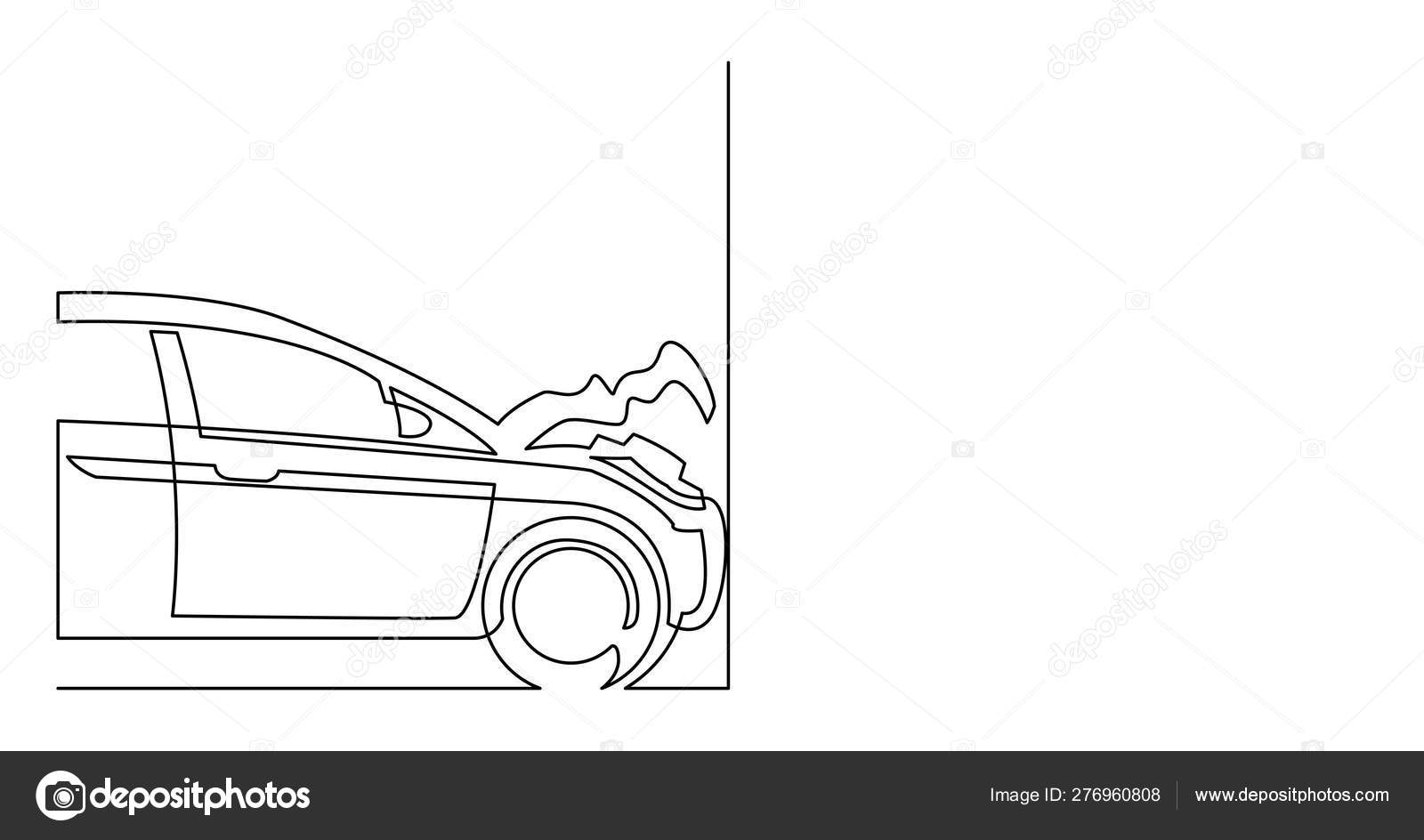 Line Drawing Of Wrecked Car