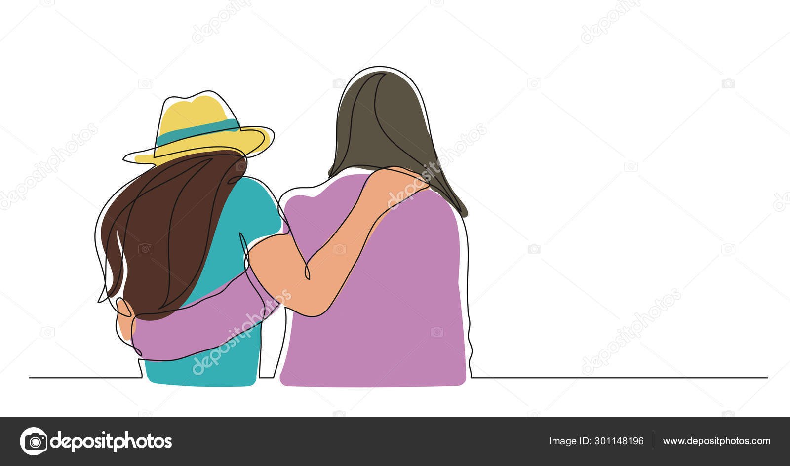 Two Best Friends Hugging Drawing