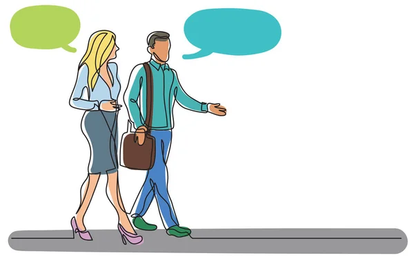 Continuous Line Drawing Two Coworkers Standing Talking Stock Vector by ...